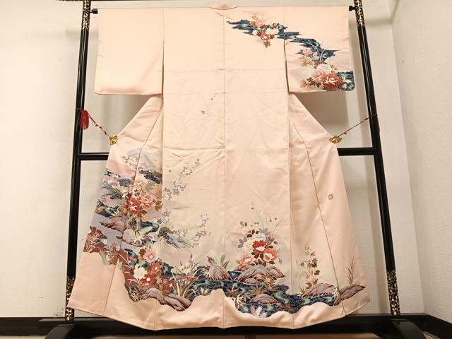 平和屋着物●訪問着　作家物　草花文　暈し染め　正絹　逸品　AABB2941ph
