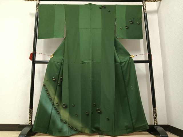 平和屋着物●訪問着　作家物　手描き　雲龍　水玉　暈し染め　金彩　正絹　逸品　AABB2949ph