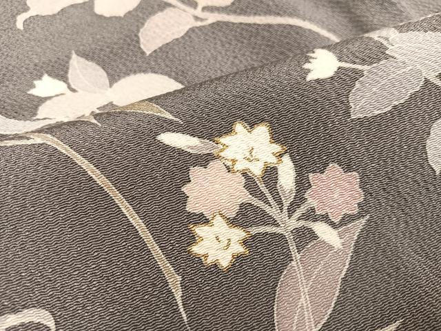 平和屋着物○訪問着 友禅 草花文 金彩 鬼しぼ縮緬 正絹 逸品 AABB2950ph