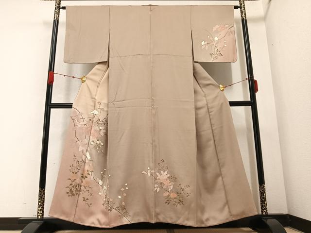 平和屋着物●訪問着　枝花文　暈し染め　金彩　正絹　逸品　AABB2966ph