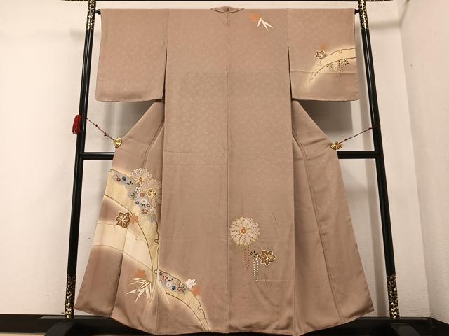 平和屋着物●訪問着　雪輪草花文　金彩　正絹　逸品　AABB2968ph