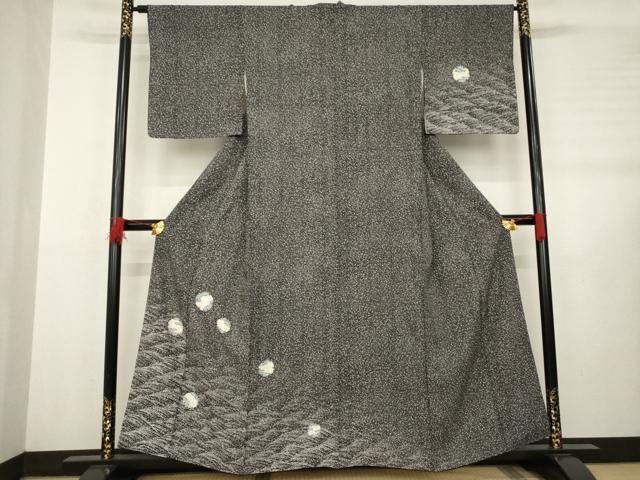 平和屋着物●訪問着　雪輪文　黒地　金彩　正絹　逸品　AABB3175ck