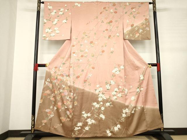 平和屋着物●訪問着　草花文　暈し染め　三越扱い　正絹　逸品　AABB3179ck