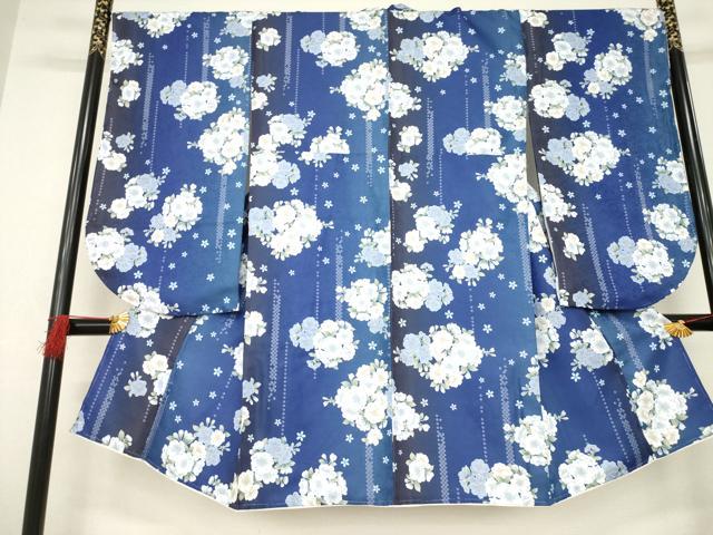 平和屋着物●小振袖　二尺袖　花丸文　洗える着物　未使用　AABB3213ck