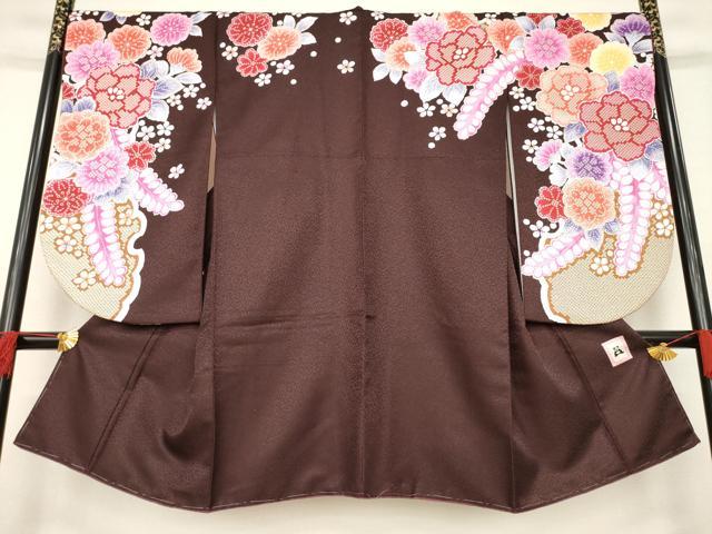 平和屋着物●「anan」ブランド　小振袖　二尺袖　駒刺繍　雪輪花文　金通し地　洗える着物　未使用　AABB3220ck