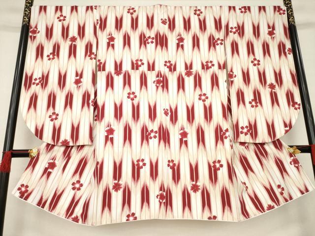 平和屋着物●小振袖　二尺袖　矢羽根花文　洗える着物　未使用　AABB3222ck