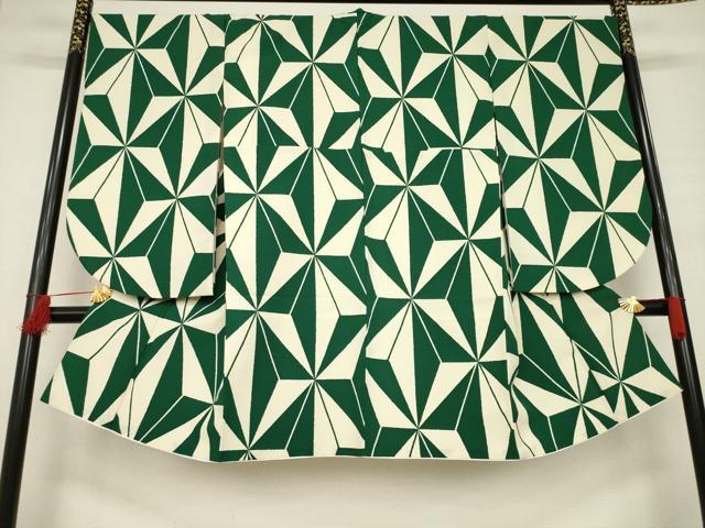 平和屋着物●小振袖　二尺袖　麻の葉文様　洗える着物　AABB3232ck