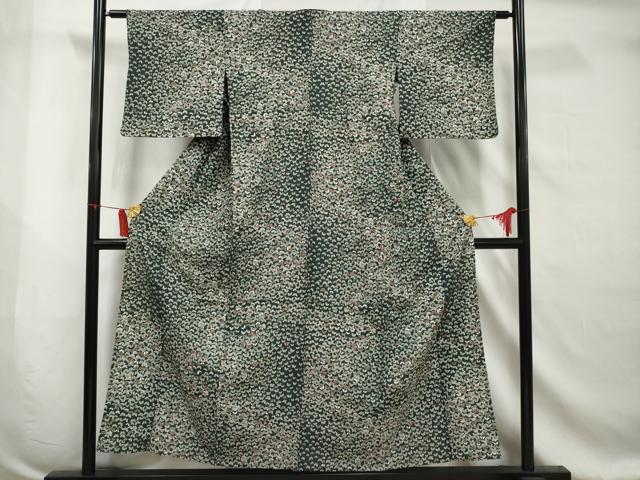 平和屋着物▽小紋　単衣　舞蝶文　洗える着物　AABB3384gw