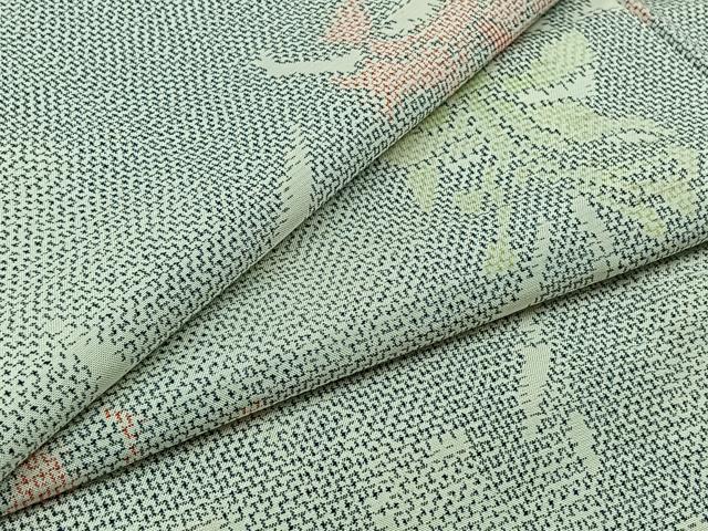 平和屋着物▽本場大島紬　白大島　単衣　草花文　正絹　逸品　AABB3562jh