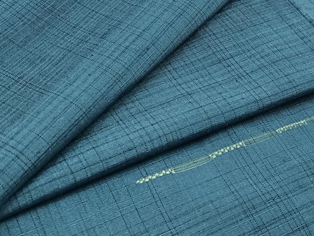 平和屋着物▽くで絣結城　単衣　横段文　反端付き　正絹　逸品　AABB3584jh