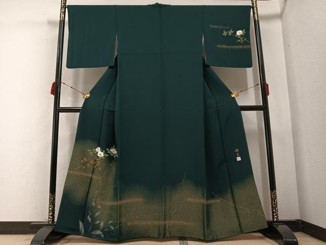 平和屋着物●訪問着　作家物　龍泉　寿光織　枝花文　正絹　逸品　AABB3634ph