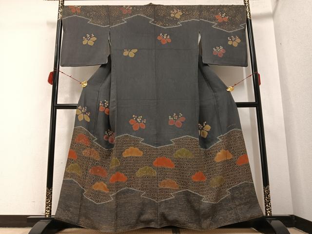 平和屋着物●ファッションデザイナー　HIROKO KOSHINO　コシノヒロコ　訪問着　絞り　流水桐松文　金彩　正絹　逸品　AABB3637ph