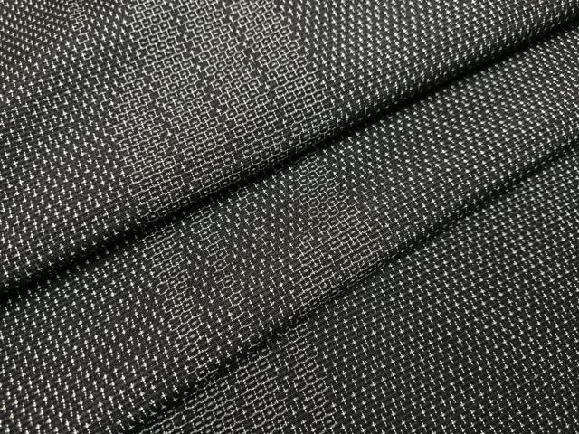 平和屋着物●本塩沢　胴抜き仕立て　110亀甲　間道　黒地　正絹　逸品　AABB3640ph