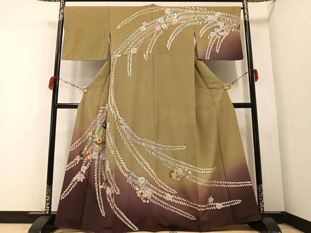 平和屋着物●訪問着　辻が花　絞り　暈し染め　金銀彩　正絹　逸品　AABB3657ph