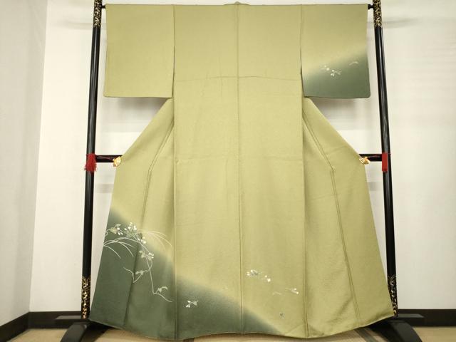 平和屋着物●訪問着　友禅　草花文　正絹　逸品　AABB3844ck