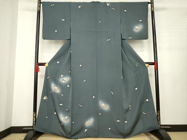 平和屋着物●訪問着　駒刺繍　宝尽くし　暈し染め　金彩　正絹　逸品　AABB3847ck