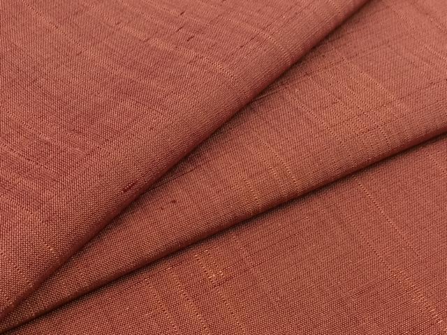 平和屋着物▽上質な紬　単衣　長春色　正絹　逸品　AABB3893jh