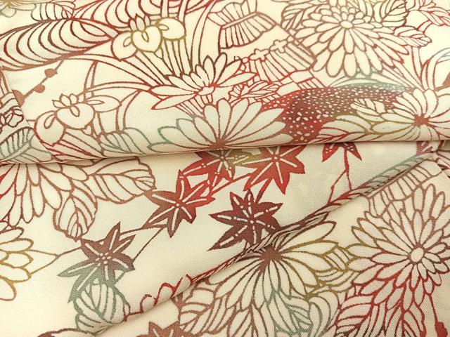 平和屋着物●上質な小紋　型染め　草花風景文　正絹　逸品　AABB4325ph