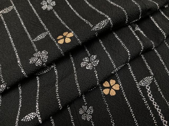 平和屋着物●上質な小紋　草花間道　金彩　正絹　逸品　未使用　AABB4353ph