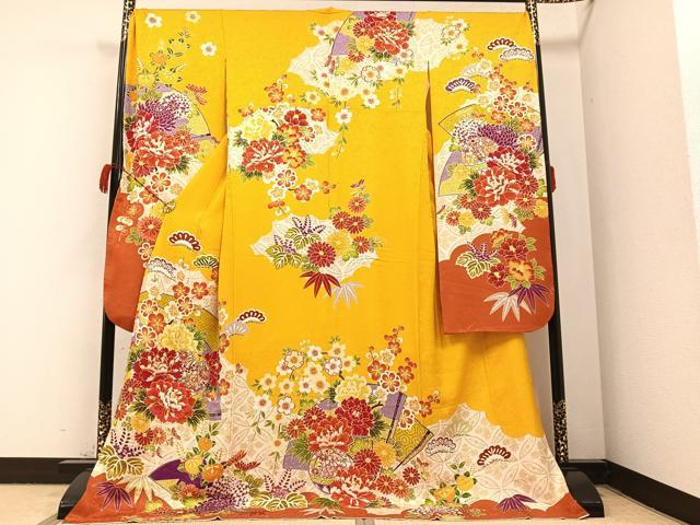 平和屋着物●豪華振袖　駒刺繍　花鞠文　正絹　逸品　AABB4390ph