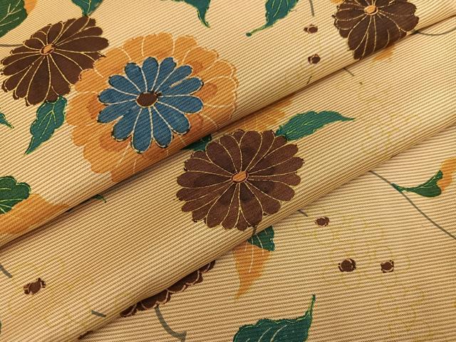 平和屋着物●本場染大島紬　花唐草文　正絹　逸品　AABB4391ph