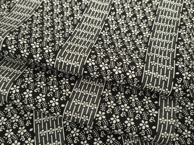 平和屋着物●上質な小紋　花間道　黒地　正絹　逸品　未使用　AABB4401ck