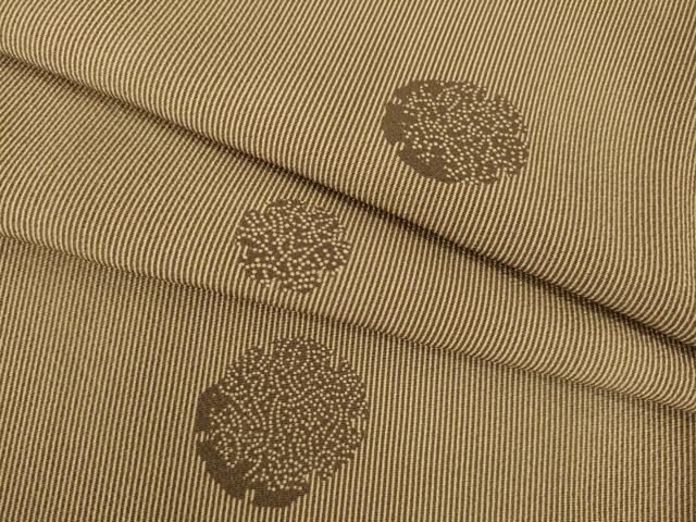 平和屋着物●上質な小紋　雪輪重ね文　万筋　蜂蜜色×枯茶色　ロング丈　正絹　逸品　AABB4428ck