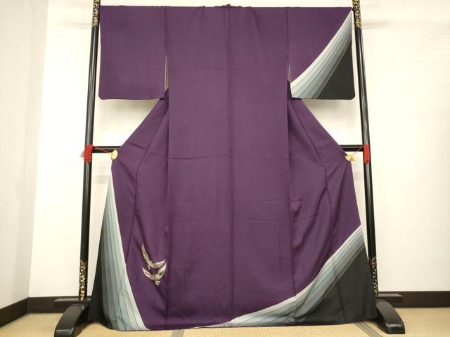 平和屋着物●染色作家　斉藤三才　訪問着　飛鳥文　金彩　正絹　逸品　AABB4430ck