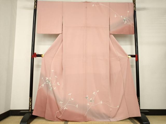 平和屋着物●訪問着　枝花文　暈し染め　正絹　逸品　AABB4476ck