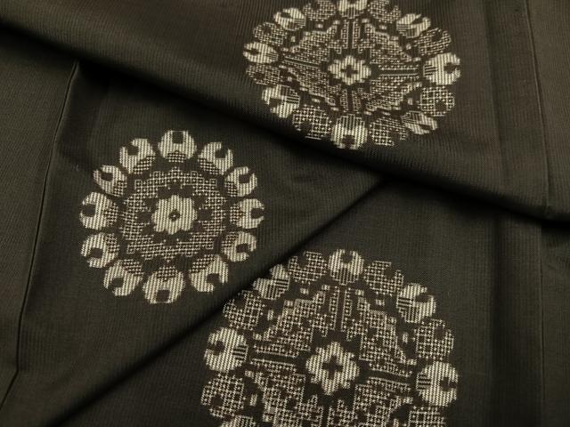 平和屋着物●本場大島紬　地空き　一元7マルキ　舞花文　総絣　正絹　逸品　AABB5097ph