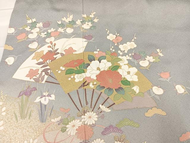 平和屋着物●訪問着　作家物　扇面花文　暈し染め　金彩　正絹　逸品　未使用　DAAX8509du 平和屋着物○訪問着 作家物 扇面花文 暈し染め 金彩 正絹