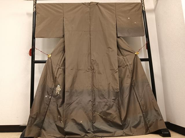 平和屋着物●訪問着　紬地　刺繍　童子　玩具　正絹　逸品　AABB5125ph