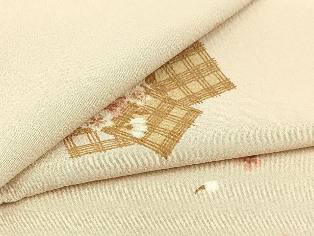 平和屋着物▽小紋　単衣　舞桜文　やまと誂製　洗える着物　AABB5203jh