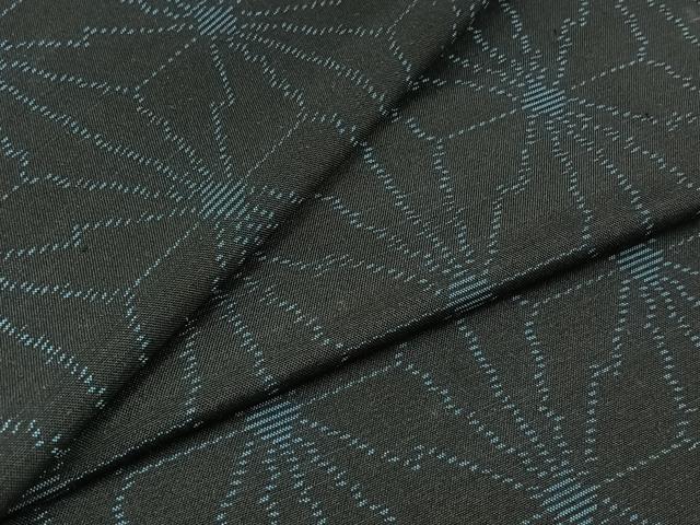 平和屋着物▽上質な紬　単衣　麻の葉文様　正絹　逸品　AABB5216jh