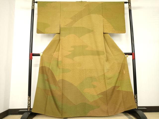 平和屋着物●重要無形文化財　人間国宝　中村勇二郎　江戸小紋　訪問着　エ霞遠山文　正絹　逸品　AABB5419ck