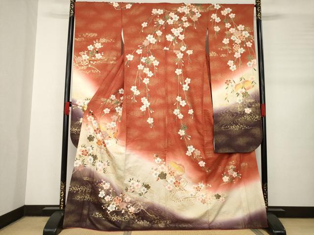 平和屋着物●歌舞伎俳優　六代目　中村児太郎　振袖　花鼓文　暈し染め　金彩　やまと誂製　ロング丈　正絹　逸品　AABB5455ck