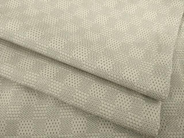 平和屋着物●本塩沢　110亀甲　市松文　正絹　逸品　AABB5473ck
