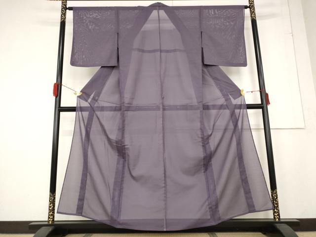 平和屋着物＊夏物　色無地　絽　葡萄鼠色　洗える着物　AABB5843st