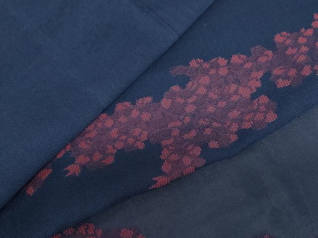 平和屋着物＊夏物　小紋　紗　草花文　正絹　逸品　AABB5855st