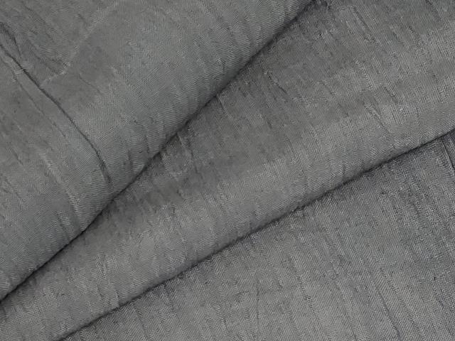 平和屋着物＊夏物　男性　小千谷ちぢみ　鈍色　麻　AABB5880st