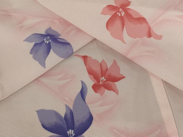 平和屋着物＊夏物　小紋　絽　舞花文　洗える着物　AABB5888st