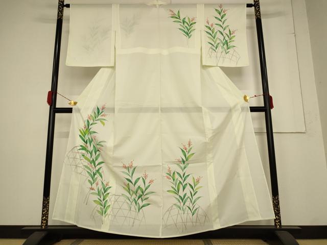 平和屋着物＊夏物　訪問着　絽　草花文　洗える着物　未使用　AABB5892st