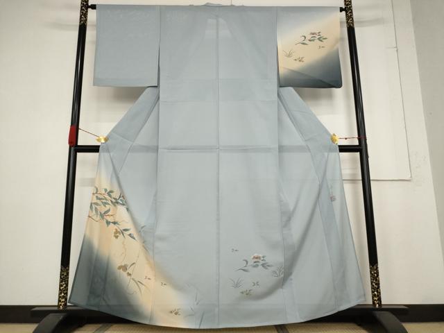 平和屋着物＊夏物　訪問着　絽　作家物　草花文　暈し染め　正絹　逸品　AABB5917st