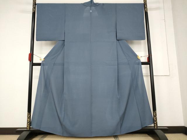 平和屋着物＊夏物　色無地　絽　紺鼠色　正絹　逸品　未使用　AABB5943st