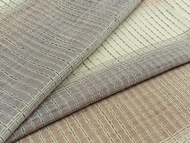 平和屋着物▽上質な紬　単衣　絞り　横段文　正絹　逸品　AABB6206jh