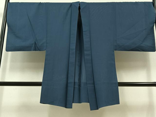平和屋着物▽男性　羽織　スリーシーズン　春夏秋　塵除け　紺鼠色　正絹　逸品　AABB6226jh