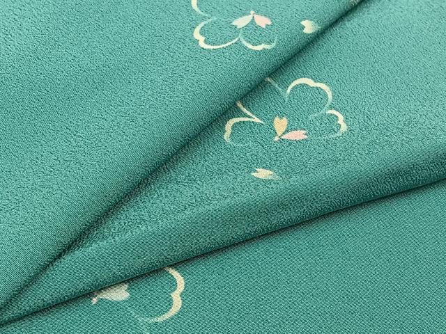 平和屋着物▽小紋　単衣　舞桜文　洗える着物　AABB6238jh