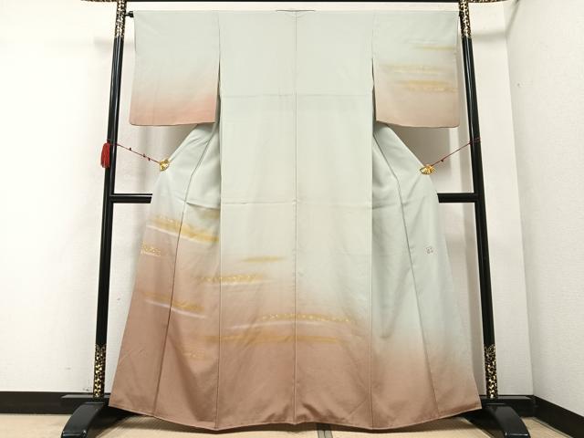 平和屋着物●人間国宝　福田喜三郎　訪問着　霞文　暈し染め　金彩　正絹　逸品　AABB6260ph