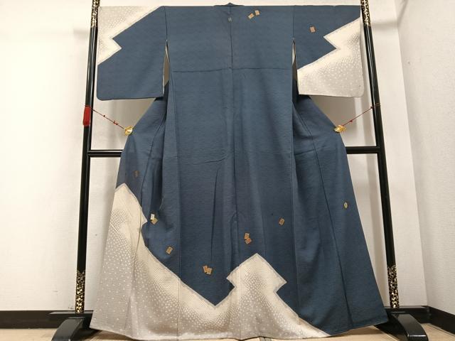 平和屋着物●ジャパンオートクチュール　渡辺雪三郎　訪問着　絞り　色紙吉祥唐草文　金彩　正絹　逸品　AABB6272ph