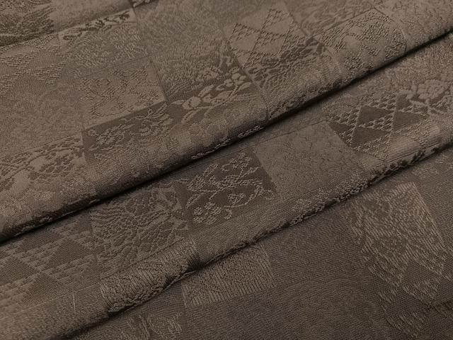 平和屋着物●上質な色無地　市松花地紋　樺茶色　正絹　逸品　AABB6276ph